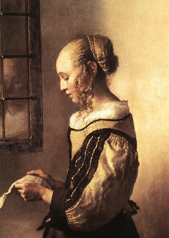 Girl Reading a Letter at an Open Window by Johannes Vermeer - 3 images ...